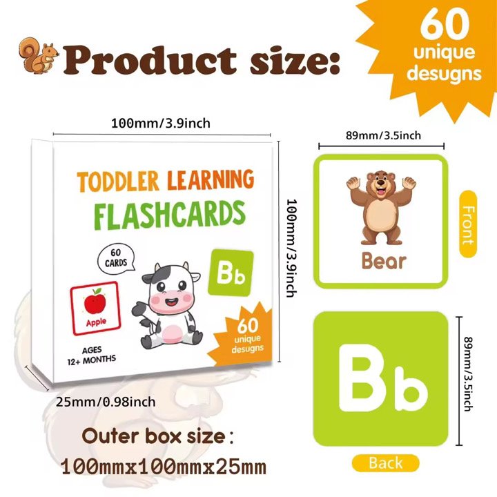 60 Pcs Double-Sided Alphabet Flash Cards For Little Beginners - Smart ...